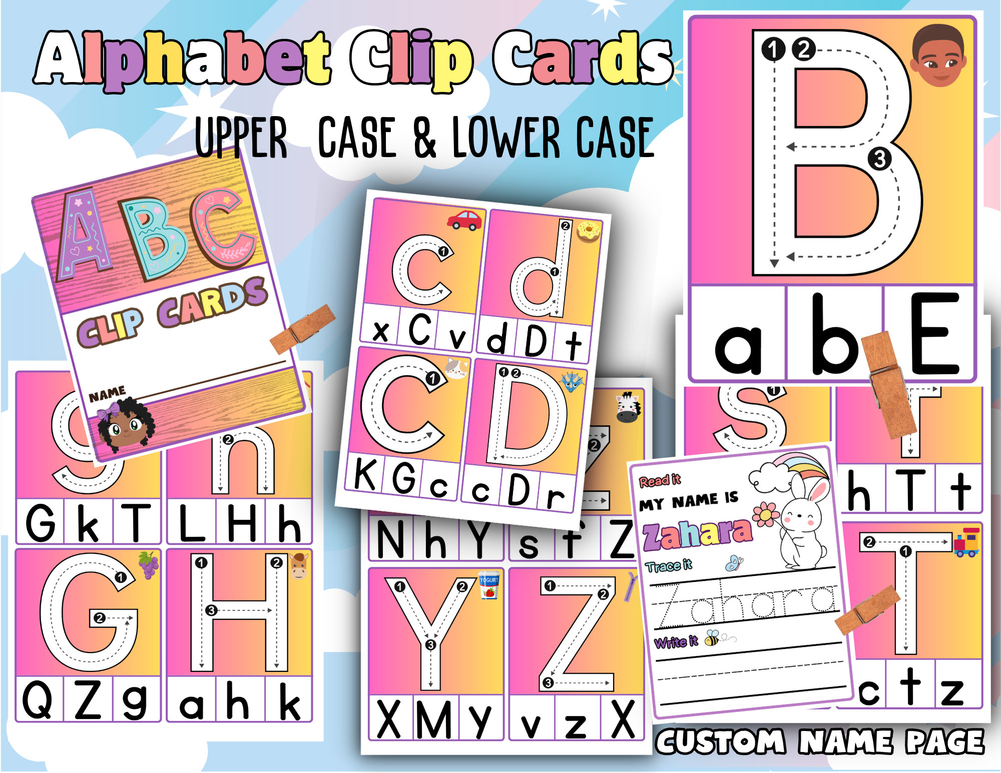 ABC Clip Card Printable Instant Download Alphabet Tracing Laminated ...