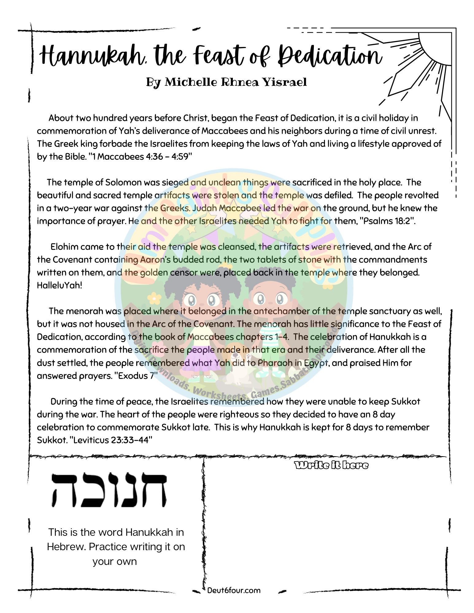 FOD Feast of Dedication Hanukah Feast Days Advanced Learners Version ...