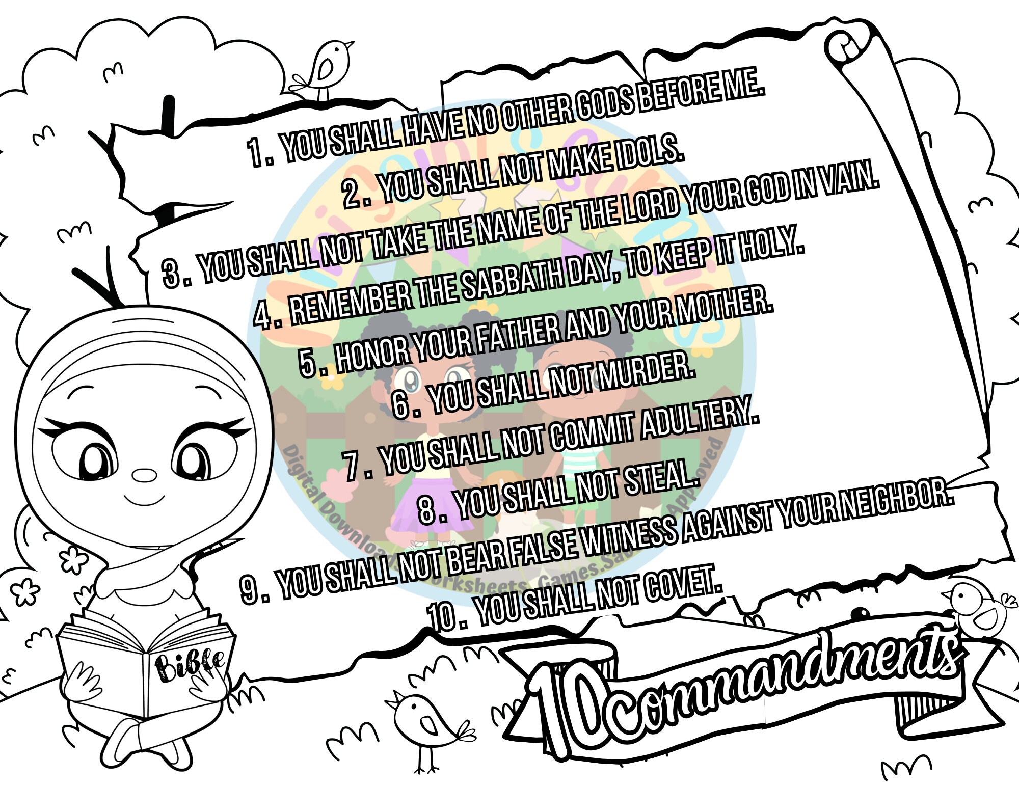 10 Commandments Printable Bible Activity Jewish Homeschool Hebrew ...