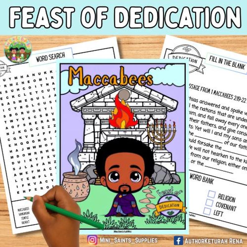 Feast of Dedication Printable Coloring Page FOD Kids Bible Activity ...