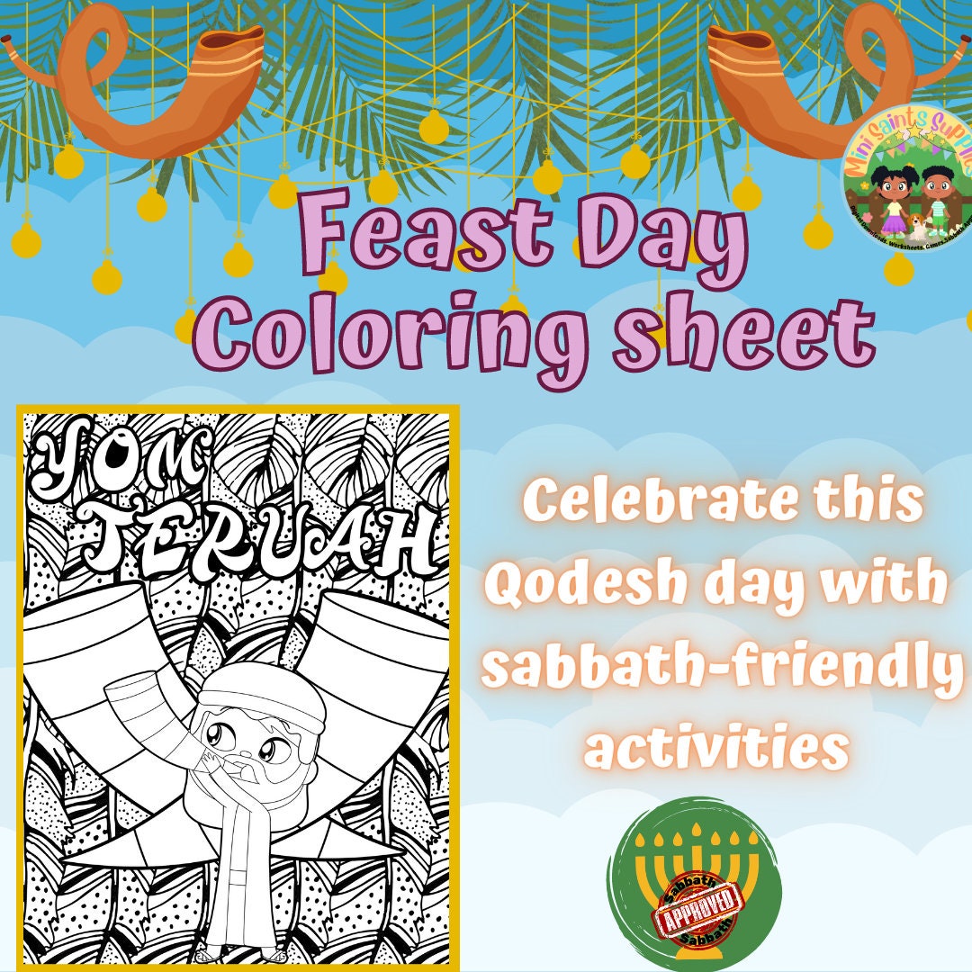 Yom Teruah Feast Day Coloring Page Digital Download Worksheet - Etsy