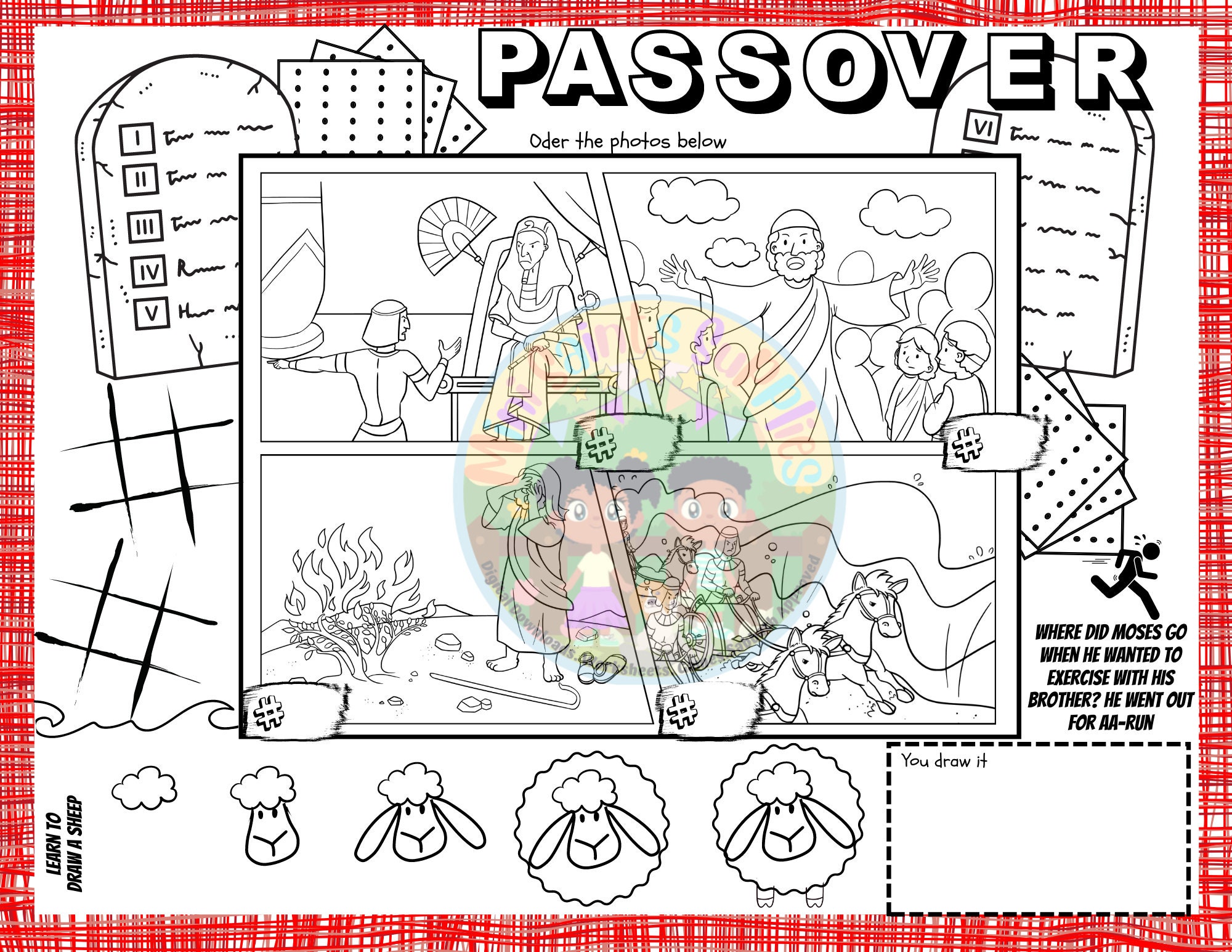 Passover Activity Placemat Kids Activity Passover Seder Placemat ...