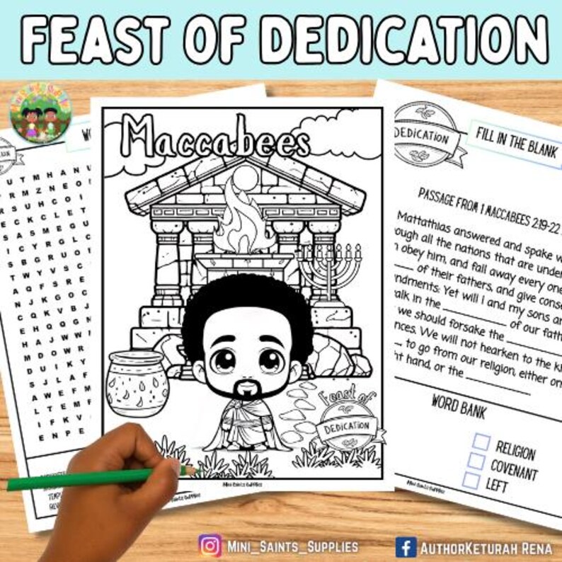 Feast of Dedication Printable Coloring Page FOD Kids Bible Activity ...