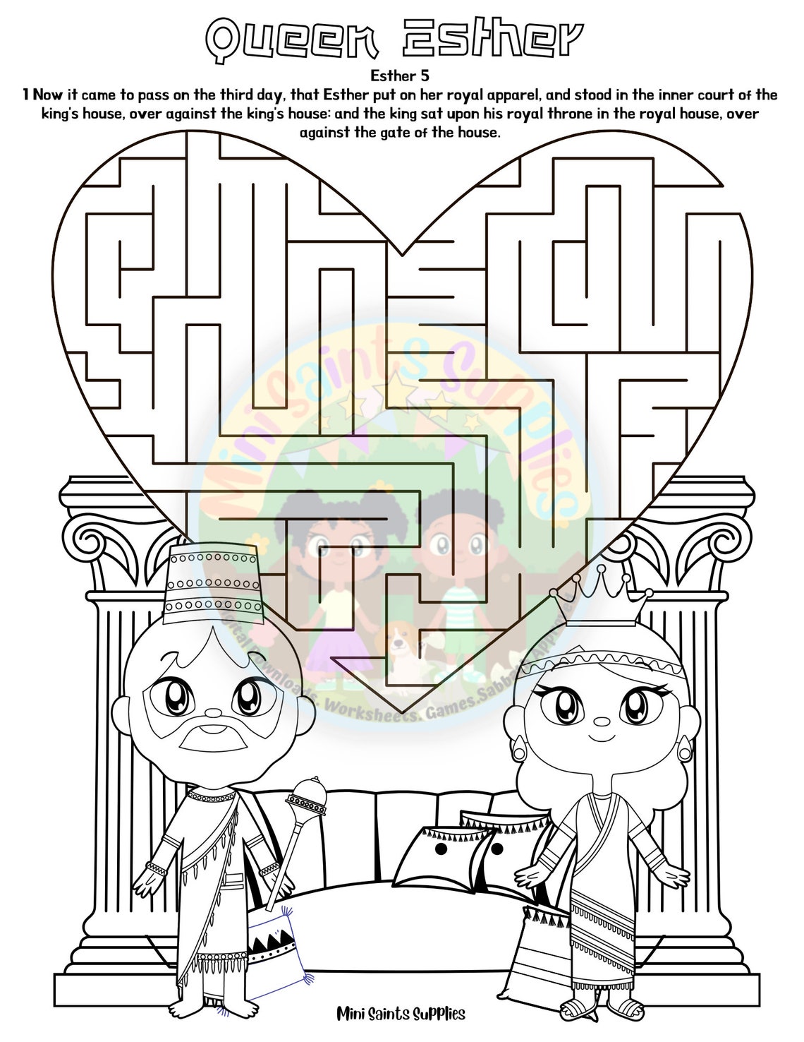 Esther Childrens Bible Activity Book Purim Christian Activity Sunday ...