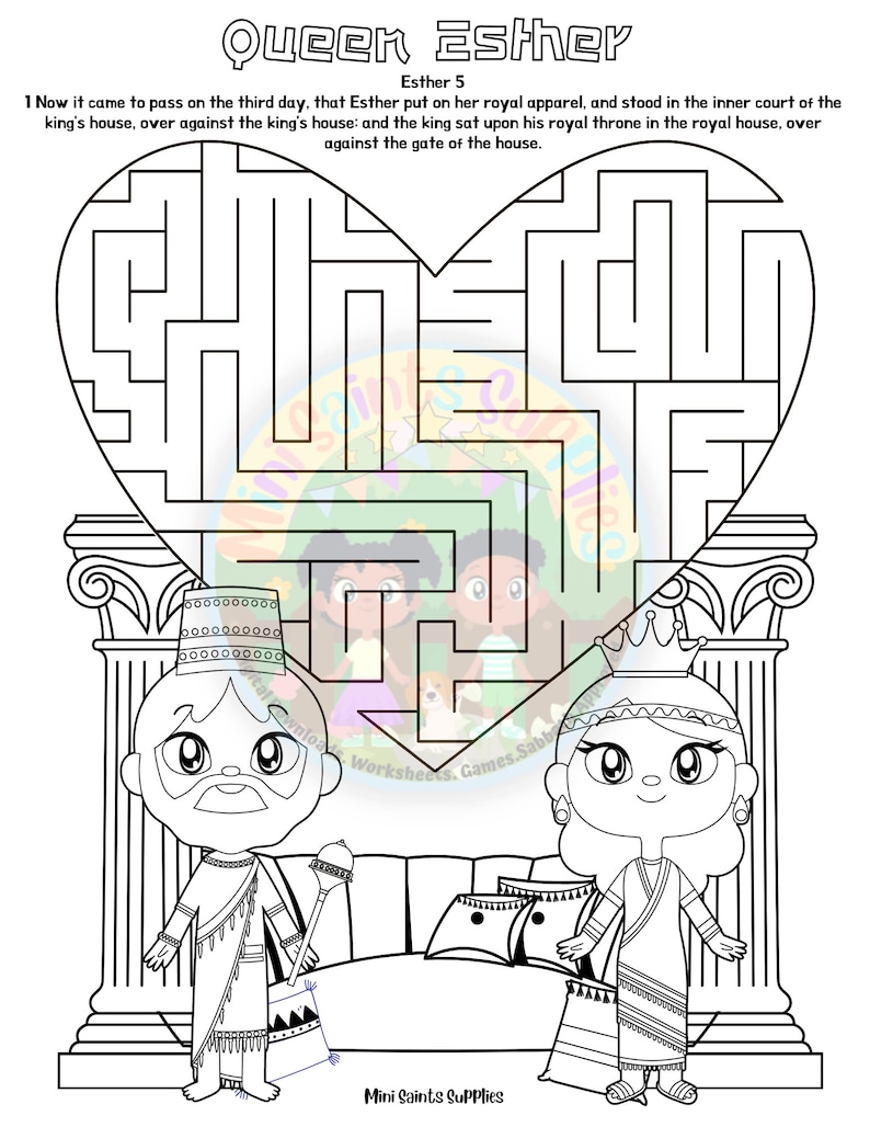 Esther Childrens Bible Activity Book Purim Christian Activity Sunday ...
