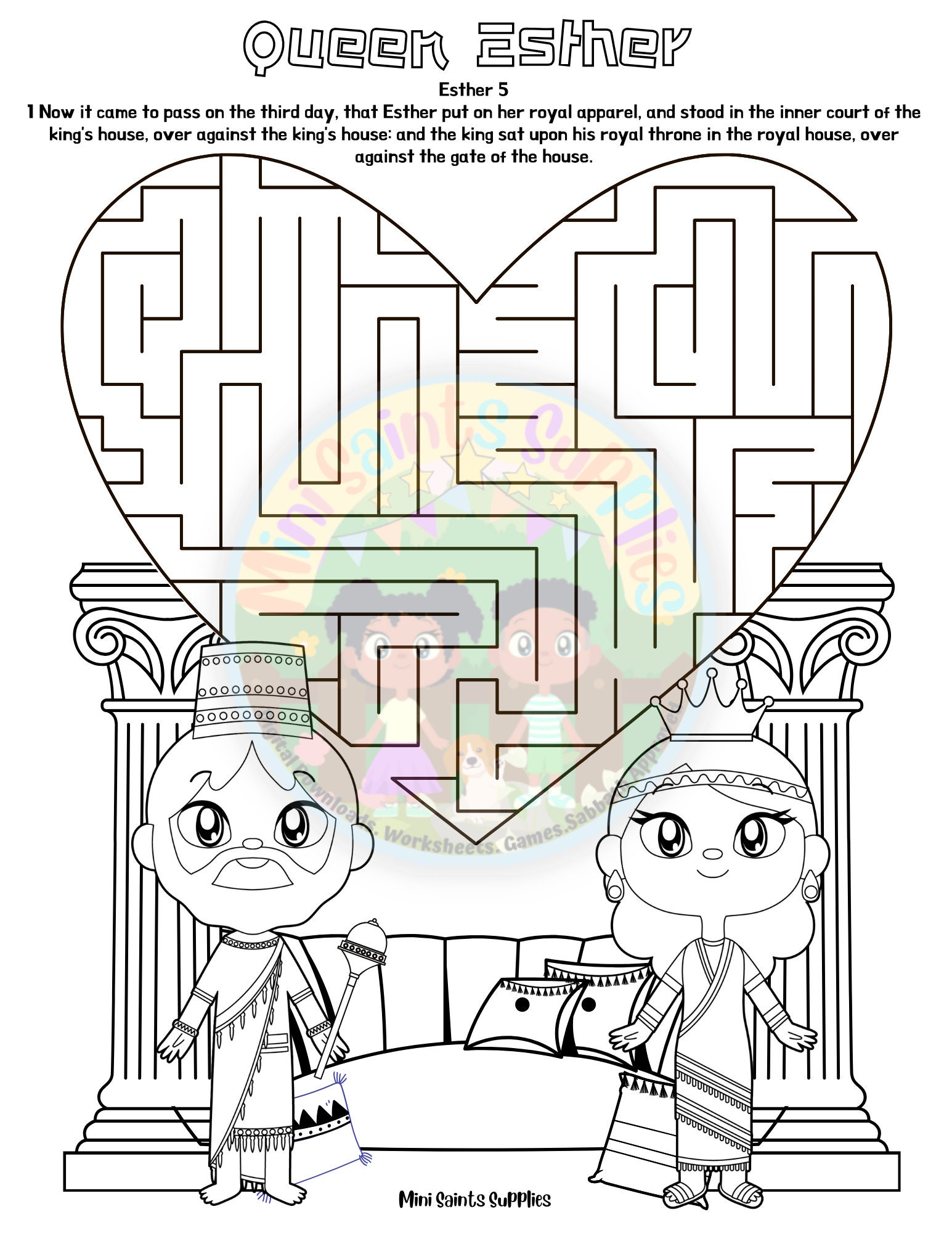 Esther Childrens Bible Activity Book Purim Christian Activity Sunday ...