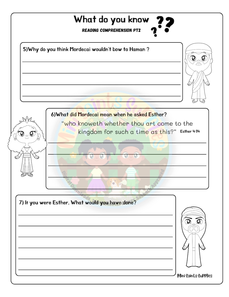 Esther Childrens Bible Activity Book Purim Christian Activity Sunday ...