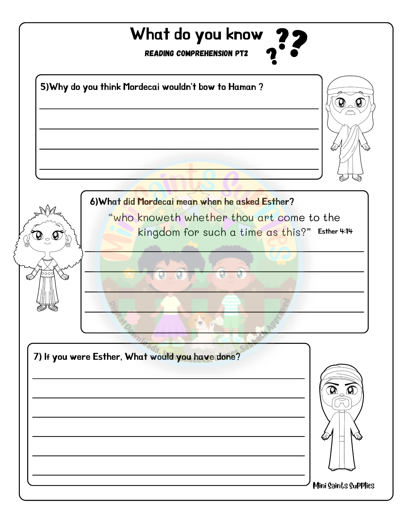 Esther Childrens Bible Activity Book Purim Christian Activity Sunday ...