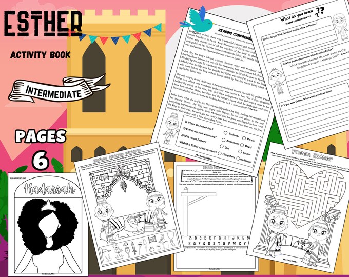 Esther Childrens Bible Activity Book Purim Christian Activity Sunday ...