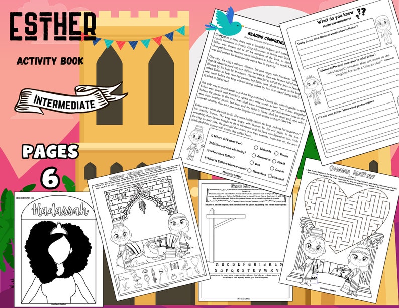 Esther Childrens Bible Activity Book Purim Christian Activity Sunday ...