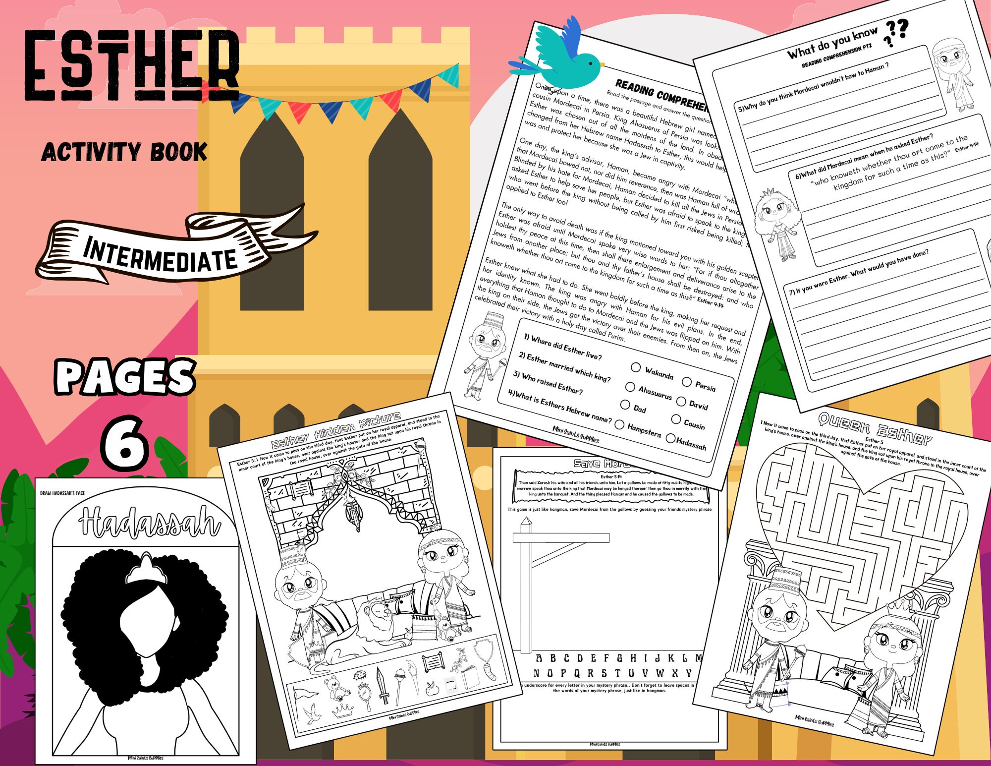 Esther Childrens Bible Activity Book Purim Christian Activity Sunday ...