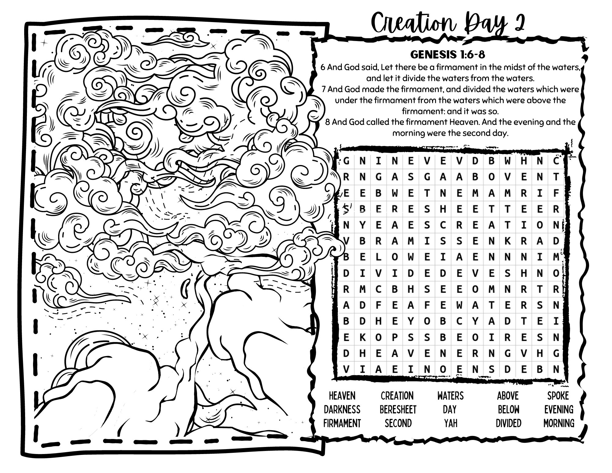 Genesis Creation Bible Worksheet, Lesson Plans, Printable Download ...