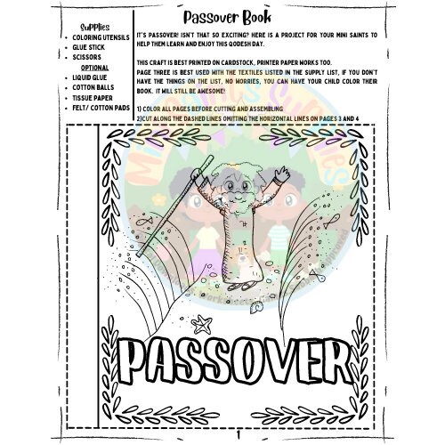 Passover Book Kids Craft Passover Children Craft Homeschool Activity 10 ...