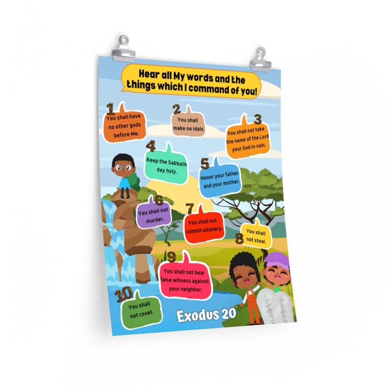 10 Commandments Bible Poster Hebrew Israelite Classroom Wall Art Bible ...