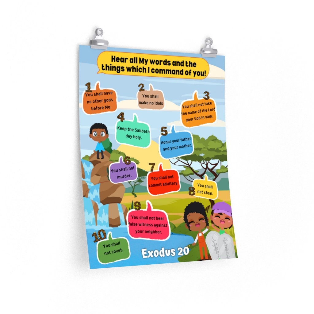 10 Commandments Bible Poster Hebrew Israelite Classroom Decor, Kids ...