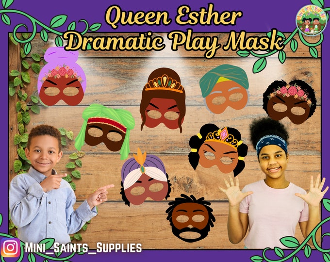 Esther Kids Bible Craft Purim Activity Esther Bible Mask Sunday School ...
