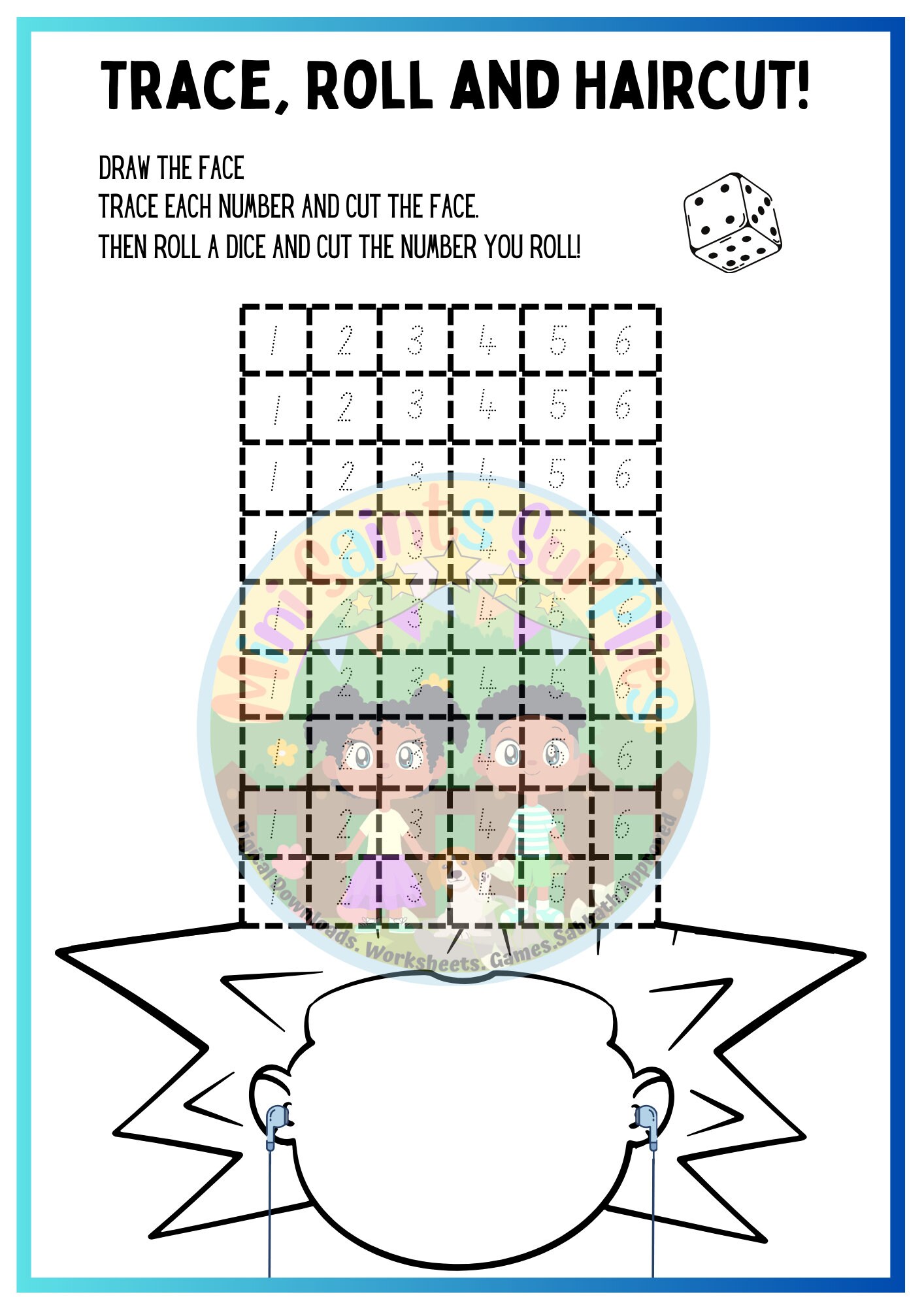 Preschool Cutting Fine Motor Activity Play Set Tracing Handwriting Page ...