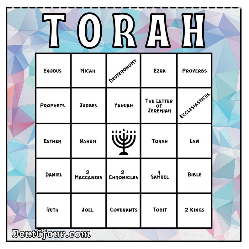Bible Bingo Old Testament Torah Printable Instant Download Homeschool ...