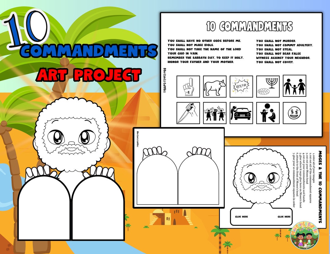 10 Commandments Craft Moses Activity Bible Study Passover Craft ...