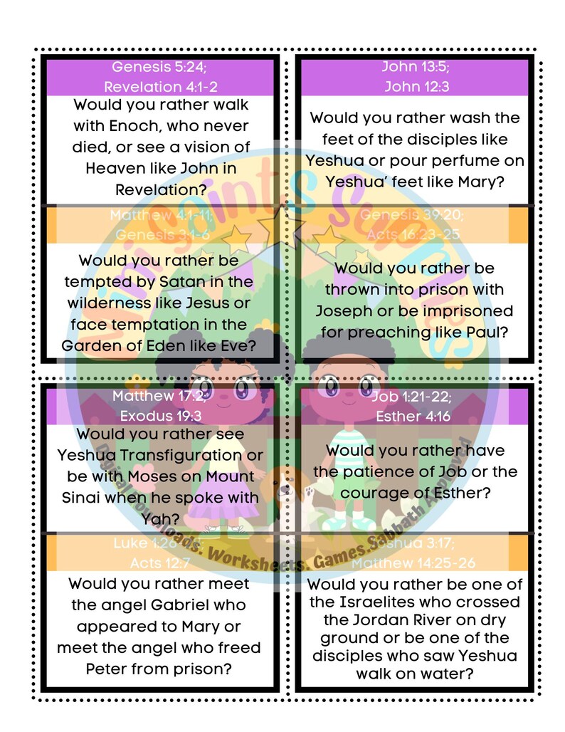 Printable Bible Board Game for Kids - Would You Rather Board Game ...