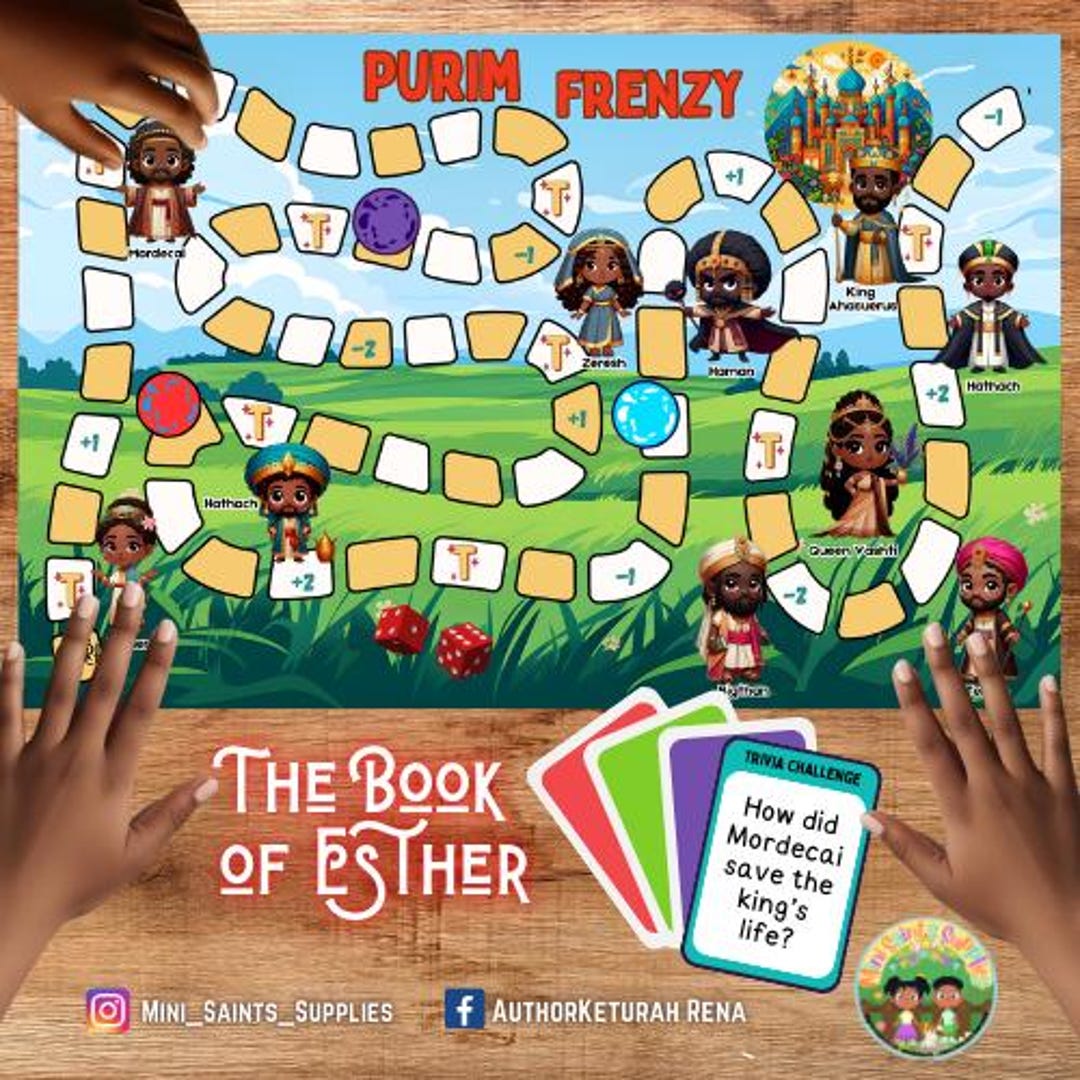 Book of Esther Game Purim Lesson for Sunday School Bible Purim Game ...