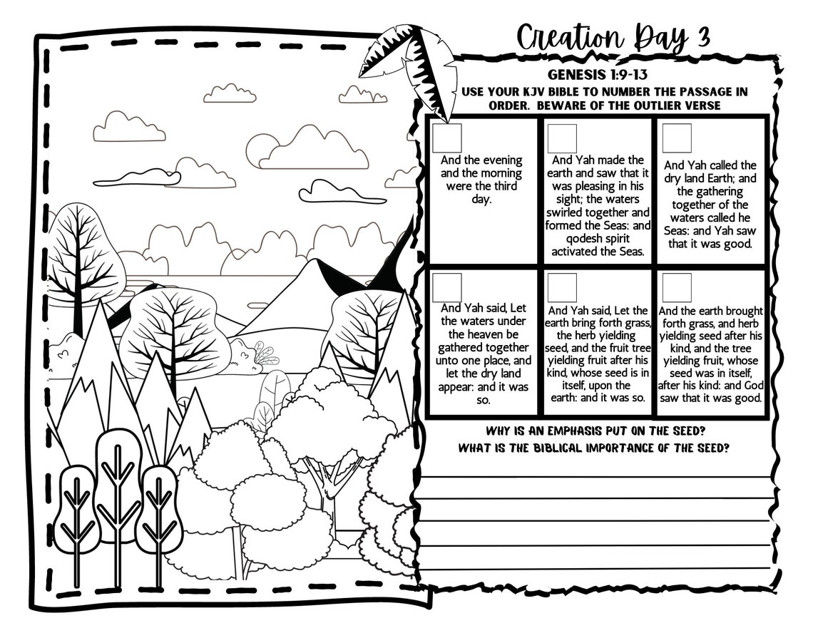 Genesis Creation Bible Worksheet, Lesson Plans, Printable Download ...