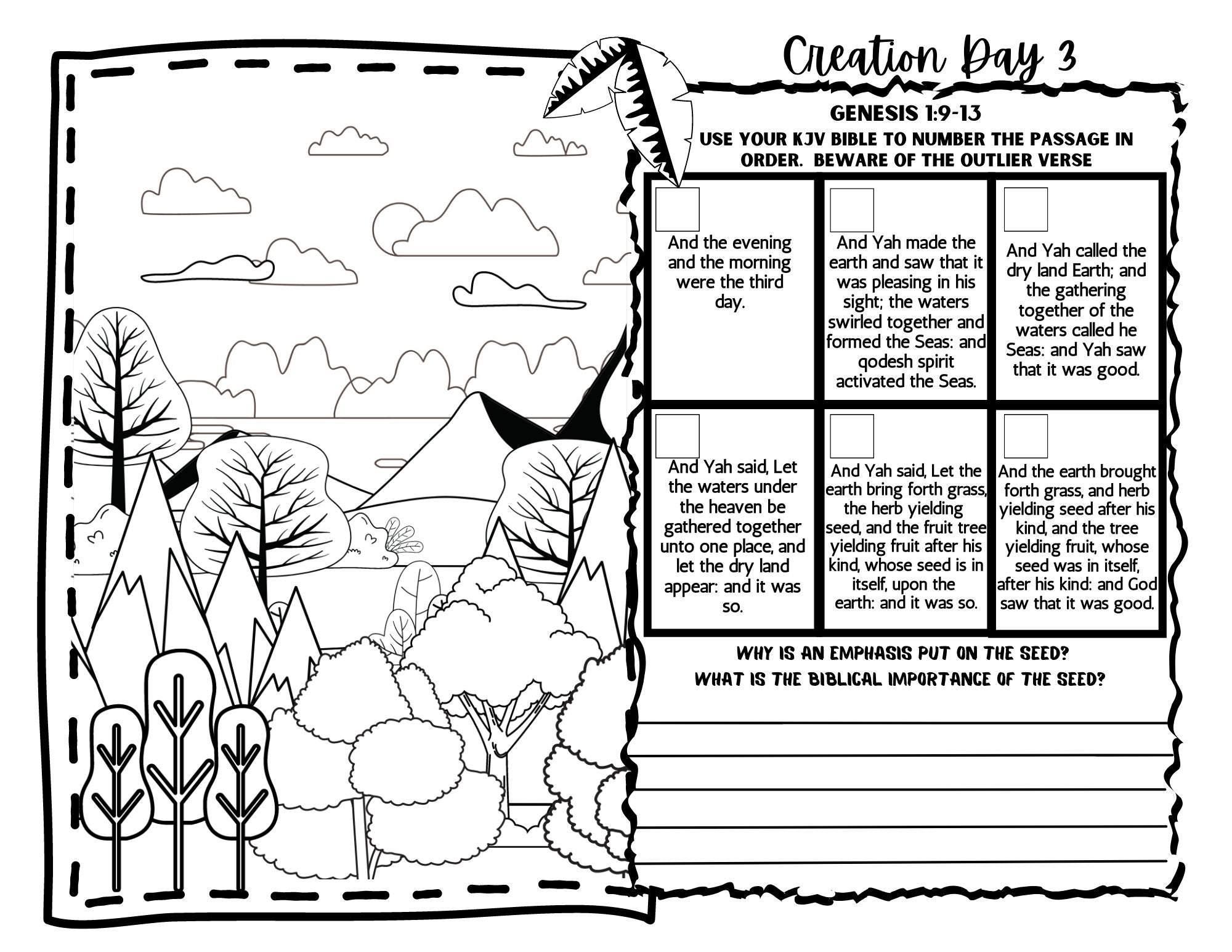 Genesis Creation Bible Worksheet, Lesson Plans, Printable Download ...