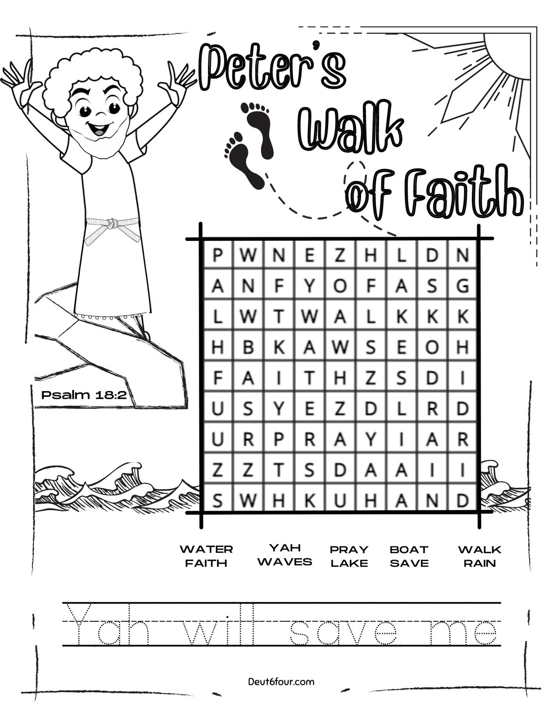 Peter Walk of Faith Bible Worksheet Lesson Plans Printable - Etsy