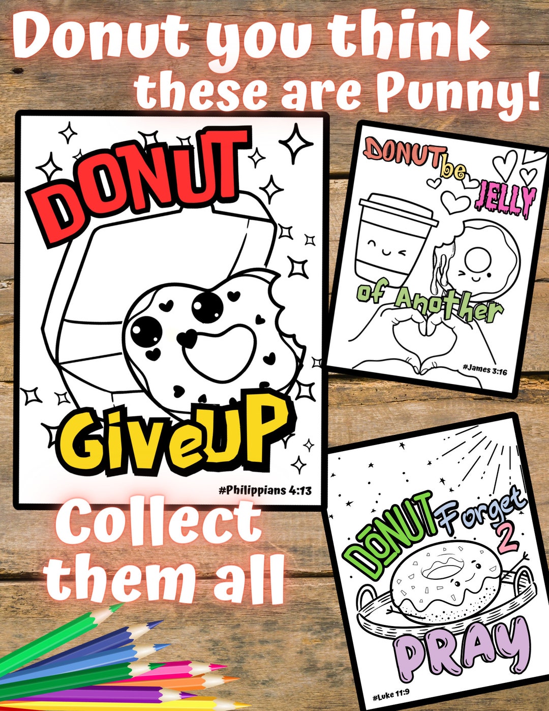 Kawaii Donut Pun Bible Puns Coloring Page Homeschool Prayer Classroom ...
