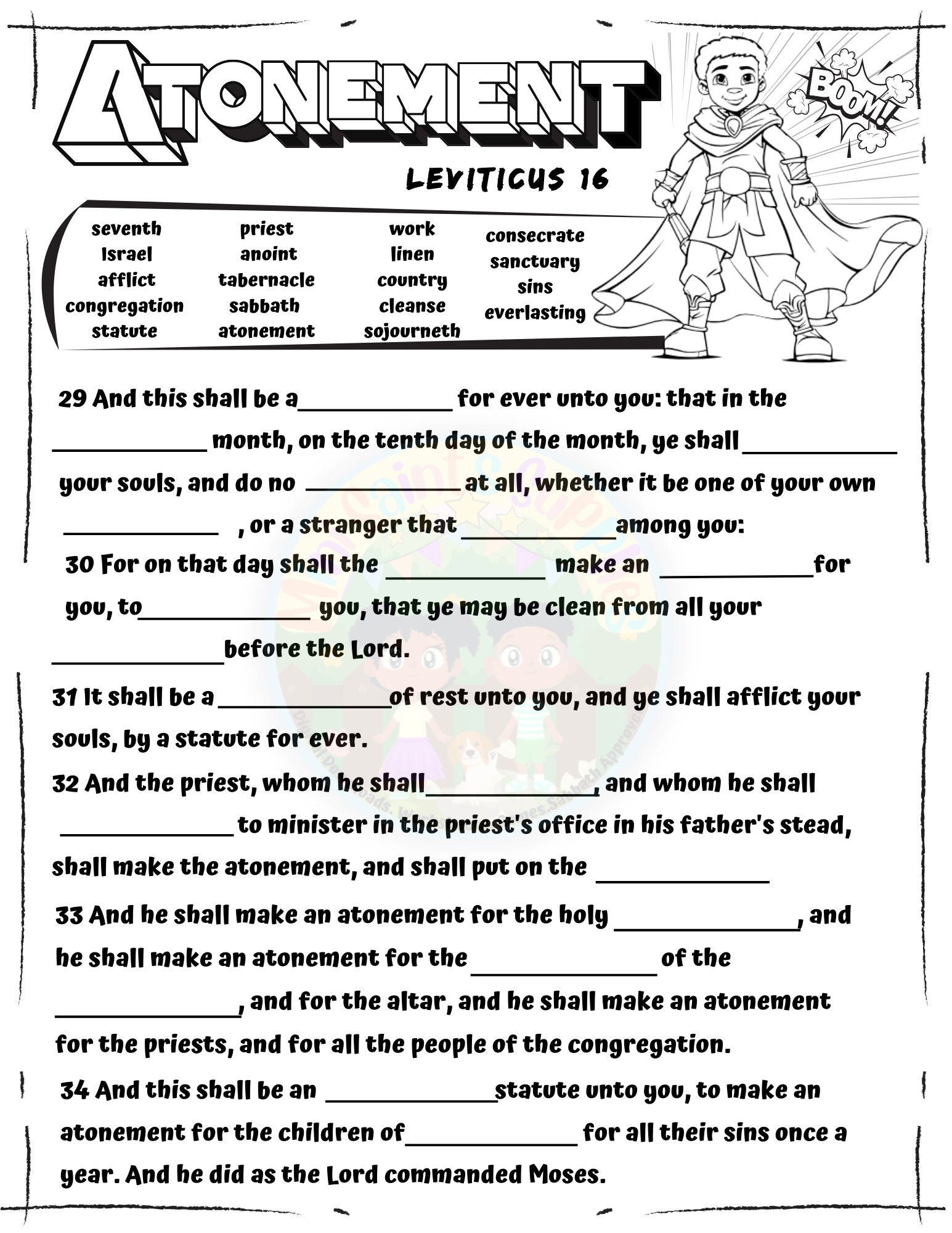 Atonement Yom Kippur Fall Feast Days Coloring Book Torah Download Bible ...
