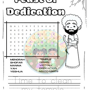 Feast of Dedication Activity Pack for Kids | Hanukkah Worksheets, Bible ...