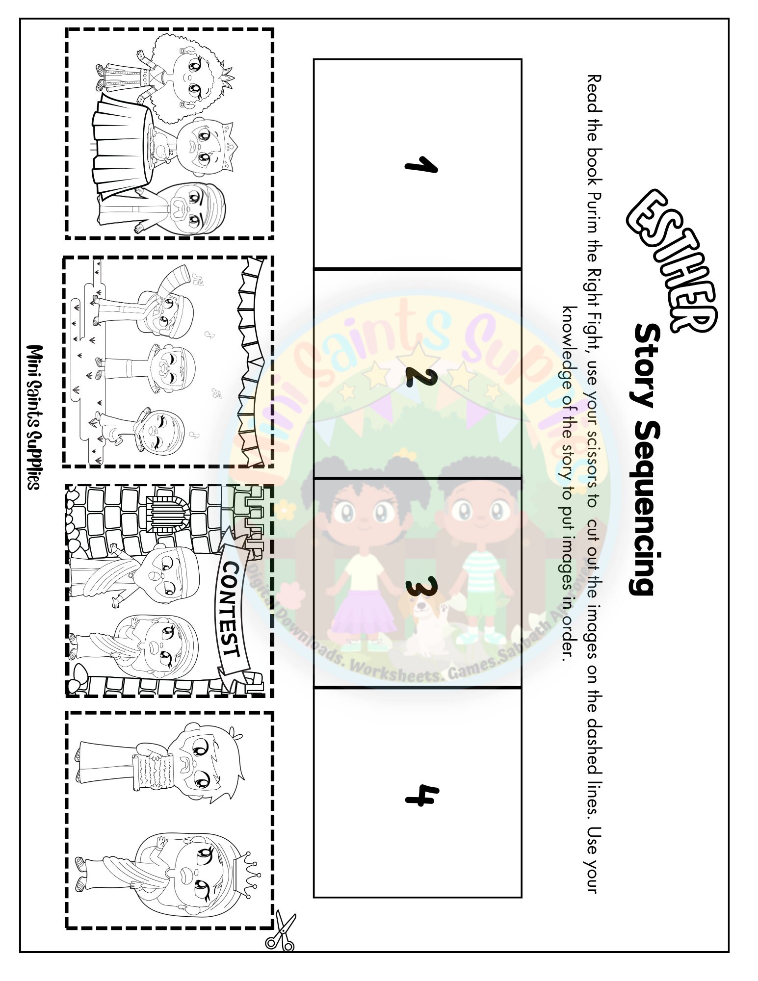 Queen Esther Kids Bible Craft Activity Book Purim Activity Sunday ...