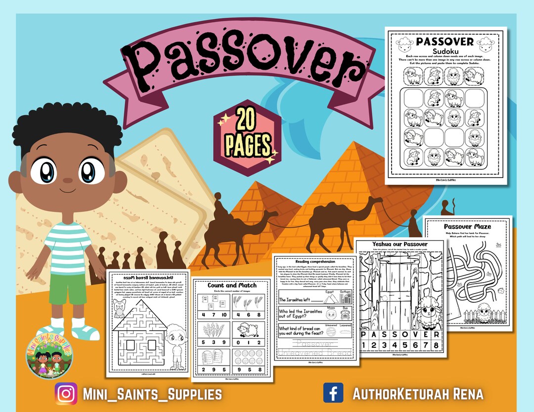 Passover Cracfts Pesach Activity Book Unleavened Bread Kid Activity ...
