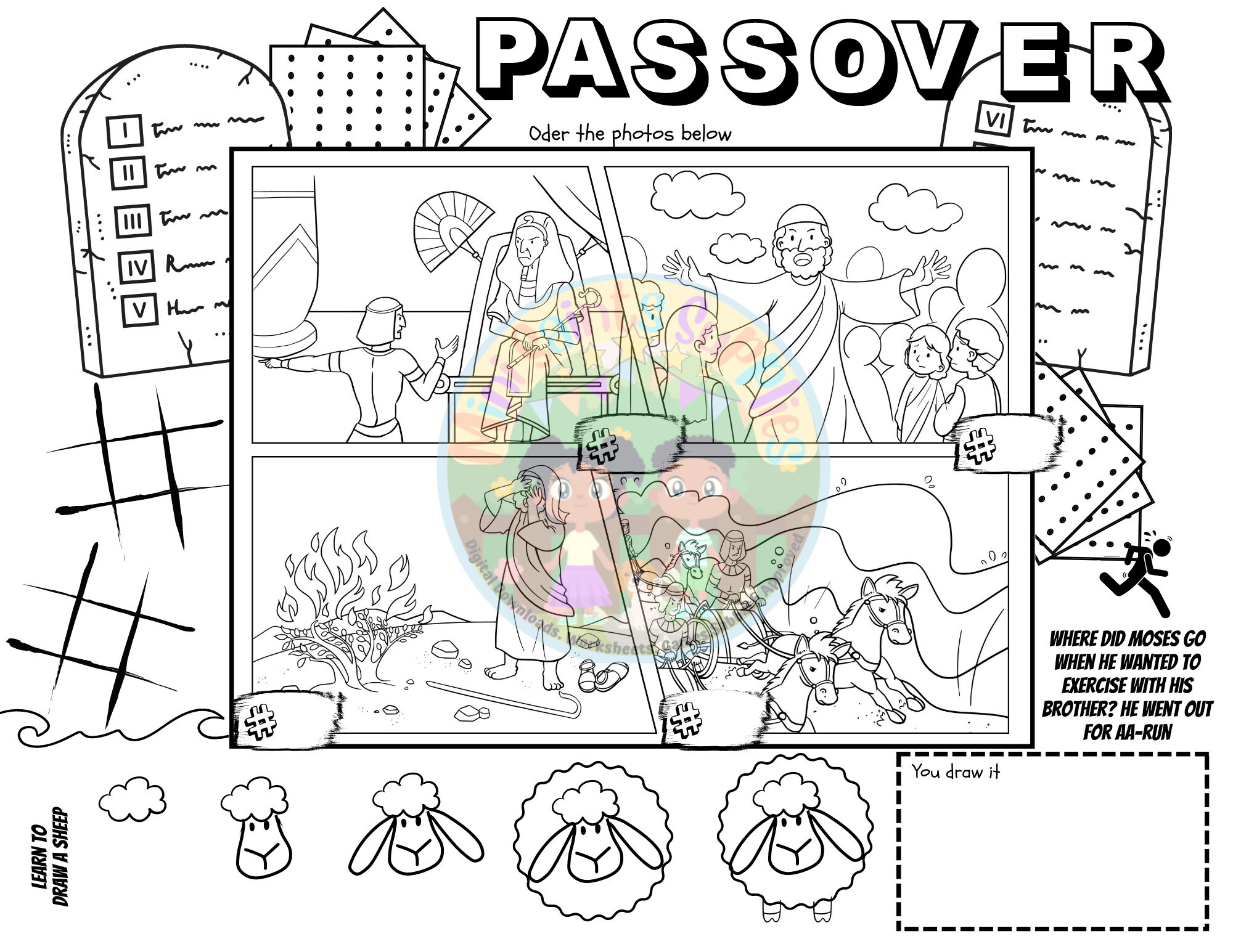 Passover Activity Worksheets Kids Activity Passover Seder Placemat ...