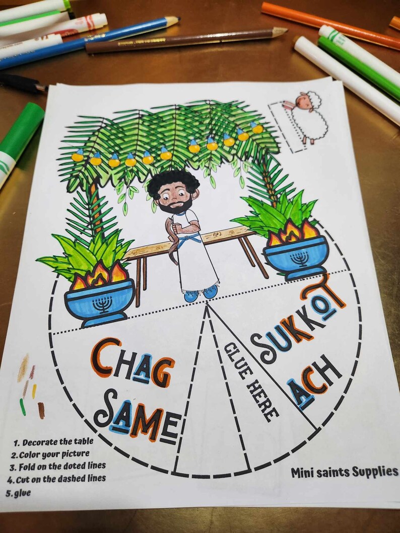 Feast of Tabernacle Coloring Activity Page Pop up Art, 3D Digital ...