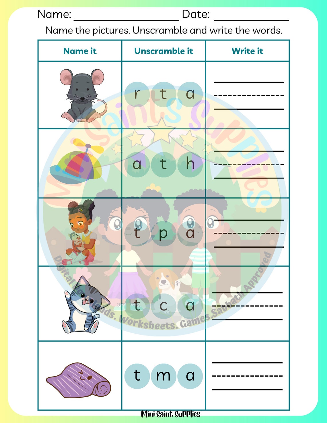 At Family CVC Words Printable Worksheet Instant Download CVC Learning ...