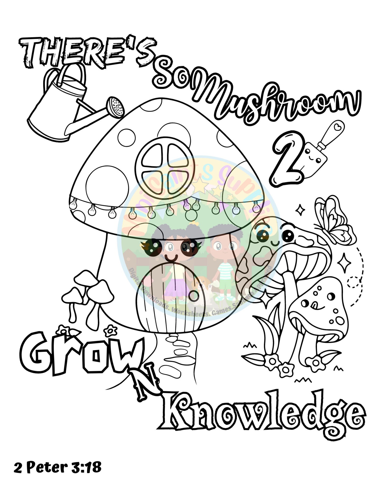 Mushroom Kawaii Coloring Puns Coloring Page Instant Download Printable ...