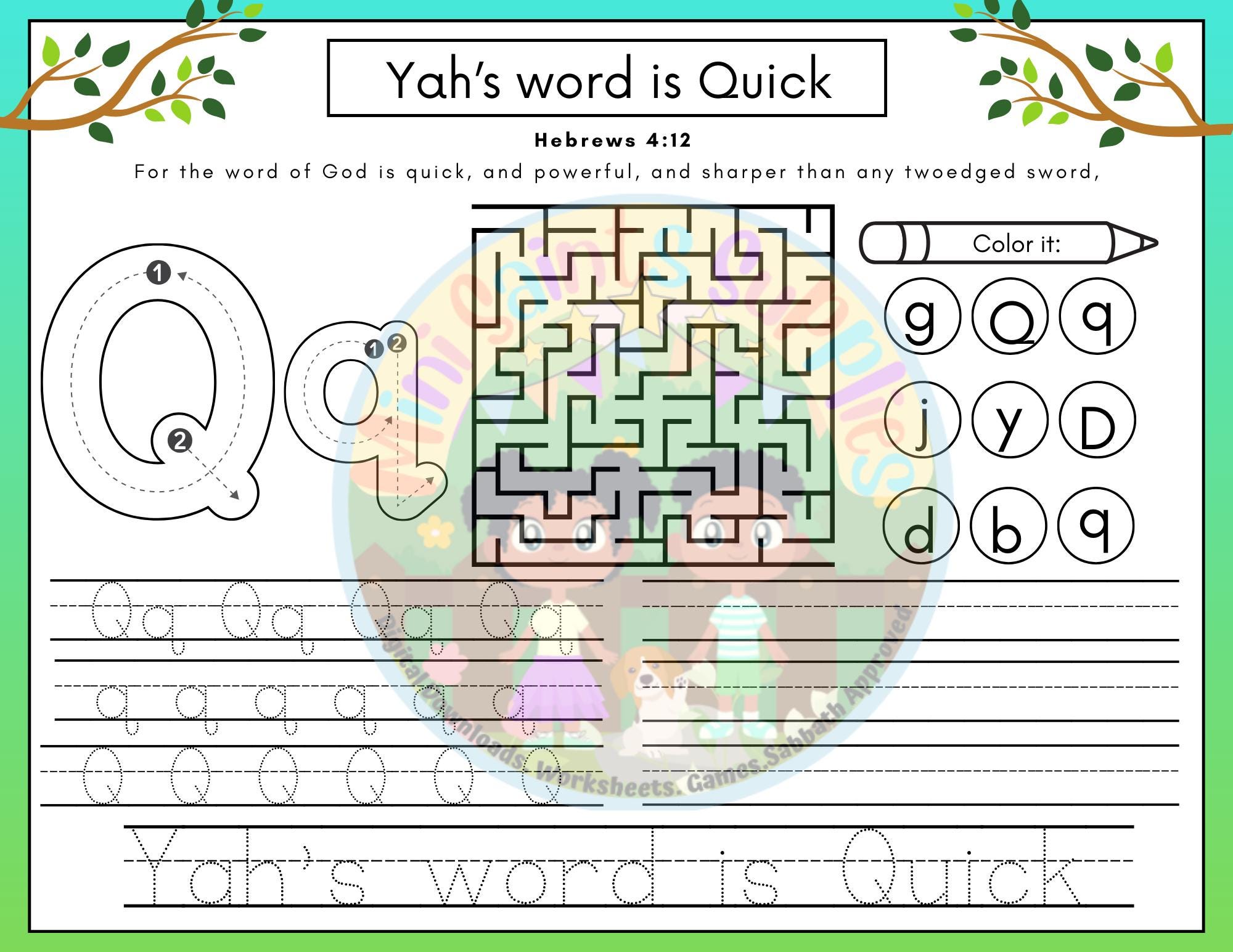 Bible ABC Christian Handwriting Practice Printable Activity Instant ...