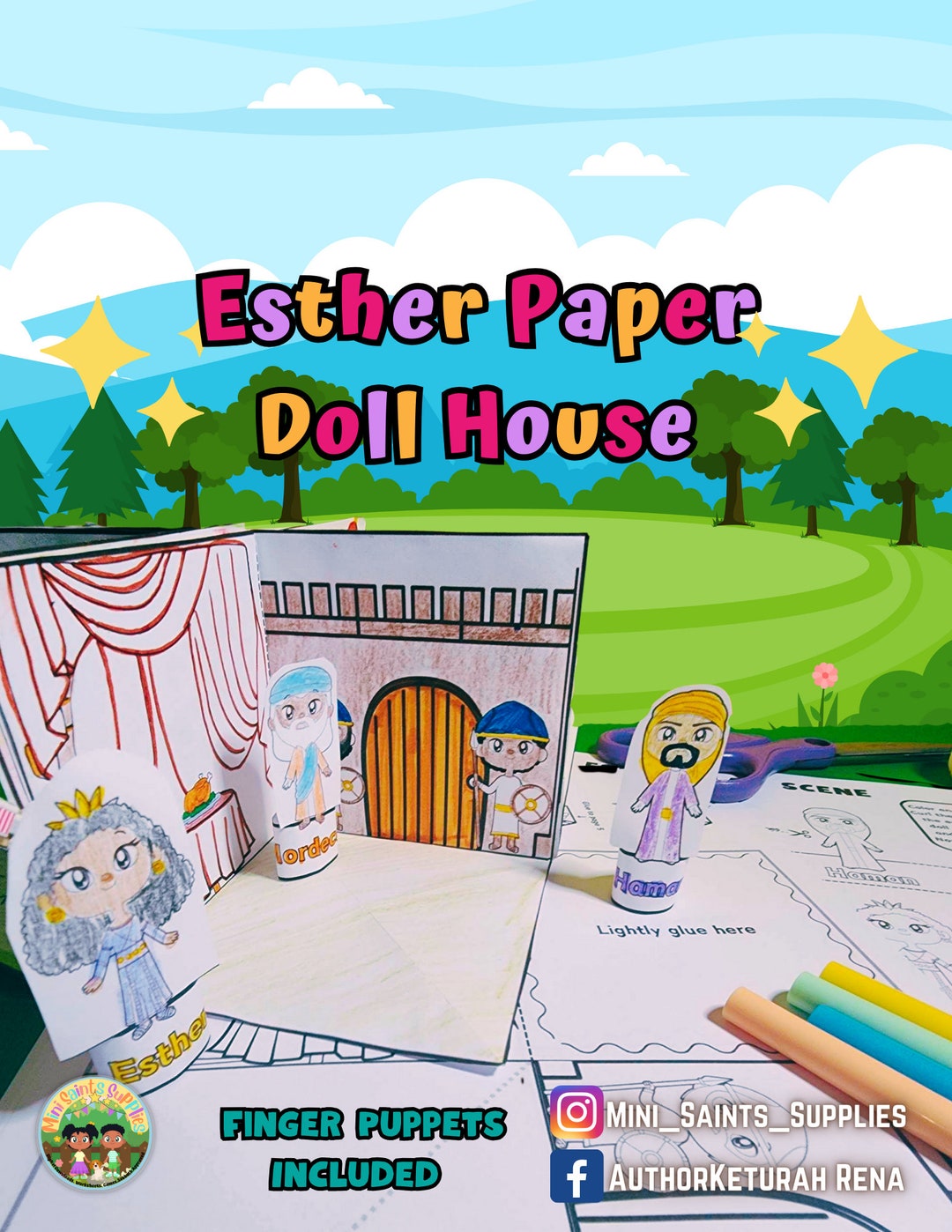 Esther Bible Craft Kid Craft Play Activity Book Purim Activity Children ...