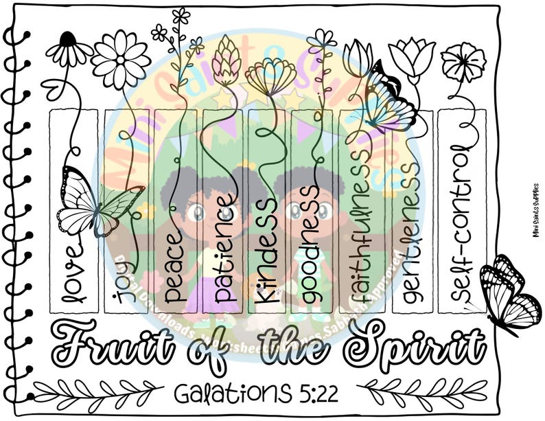 Fruit of the Spirit Coloring Page for Kids Sunday School Adult Bible ...