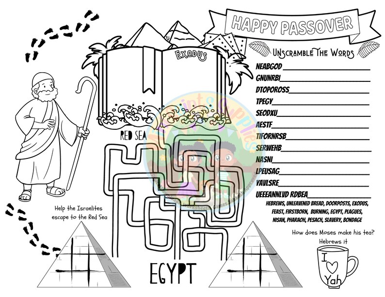 Passover Activity Worksheets Kids Activity Passover Seder Placemat ...