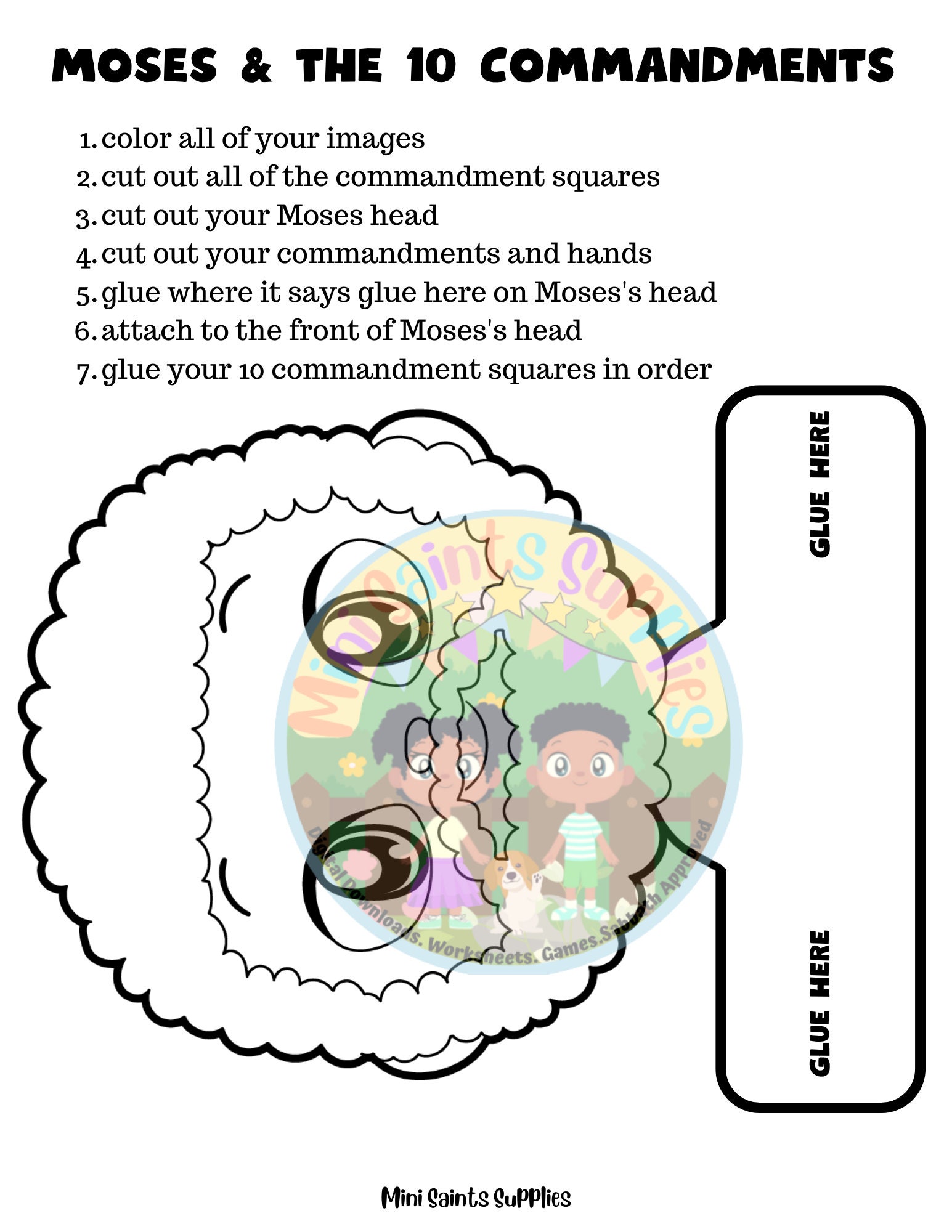 10 Commandments Craft Moses Activity Bible Study Passover Craft ...