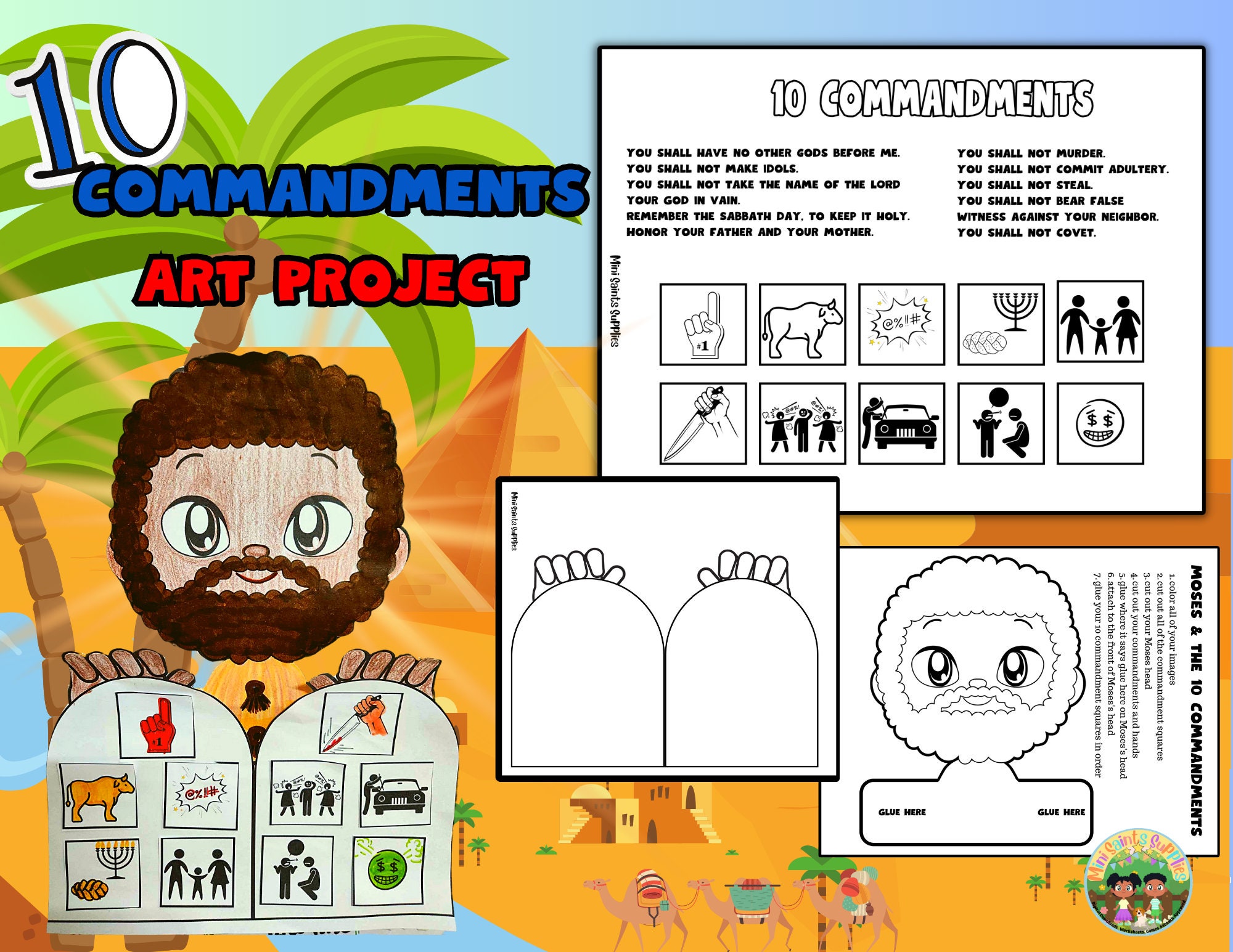 10 Commandments Craft Moses Activity Bible Study Passover Craft ...