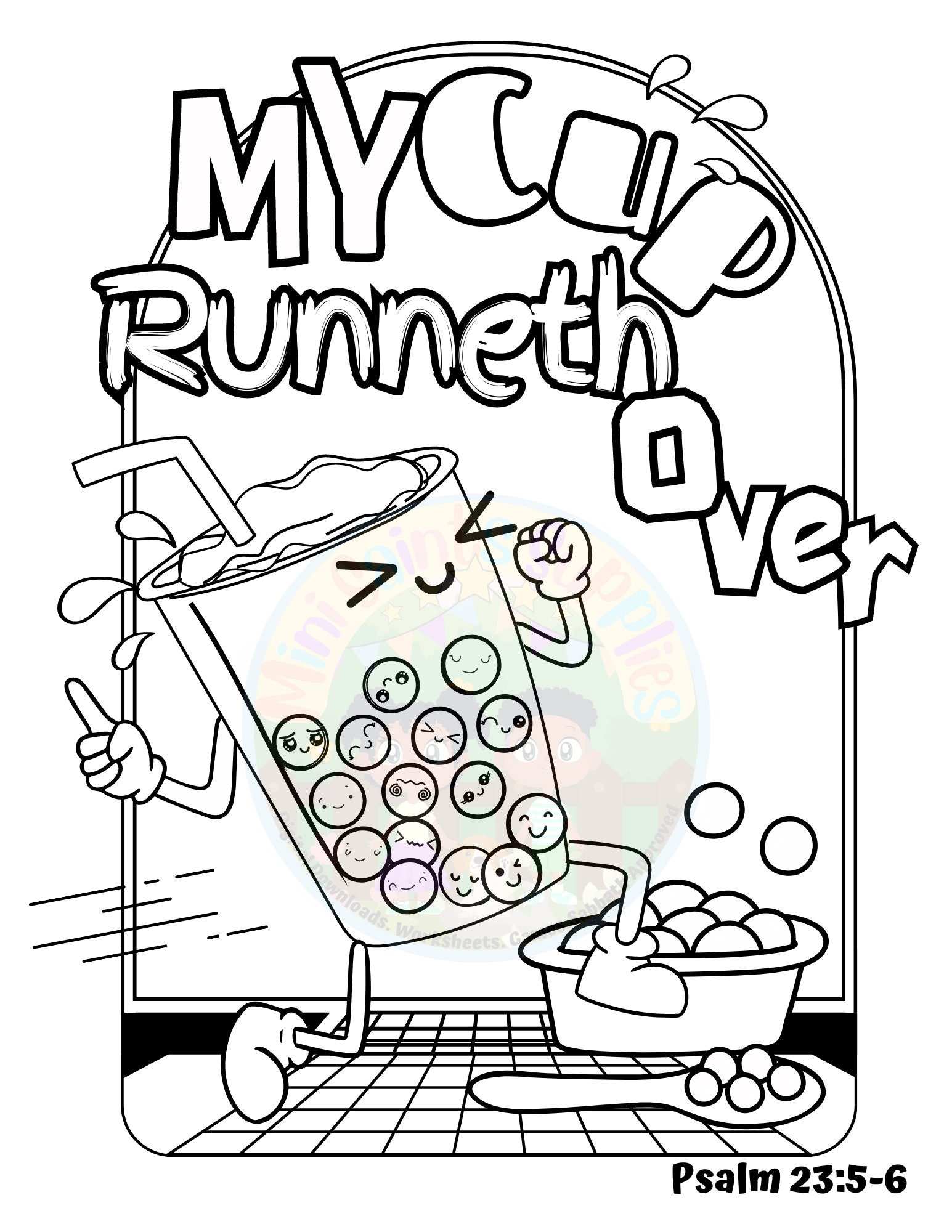 Boba Kawaii Bible Puns Coloring Page Instant Download Printable ...