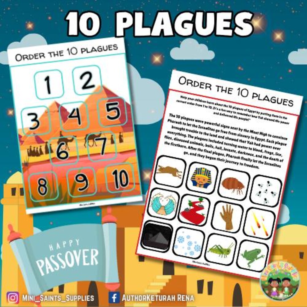 10 Plagues Activity Passover Bingo Game Bible Activity Pesach Activity ...