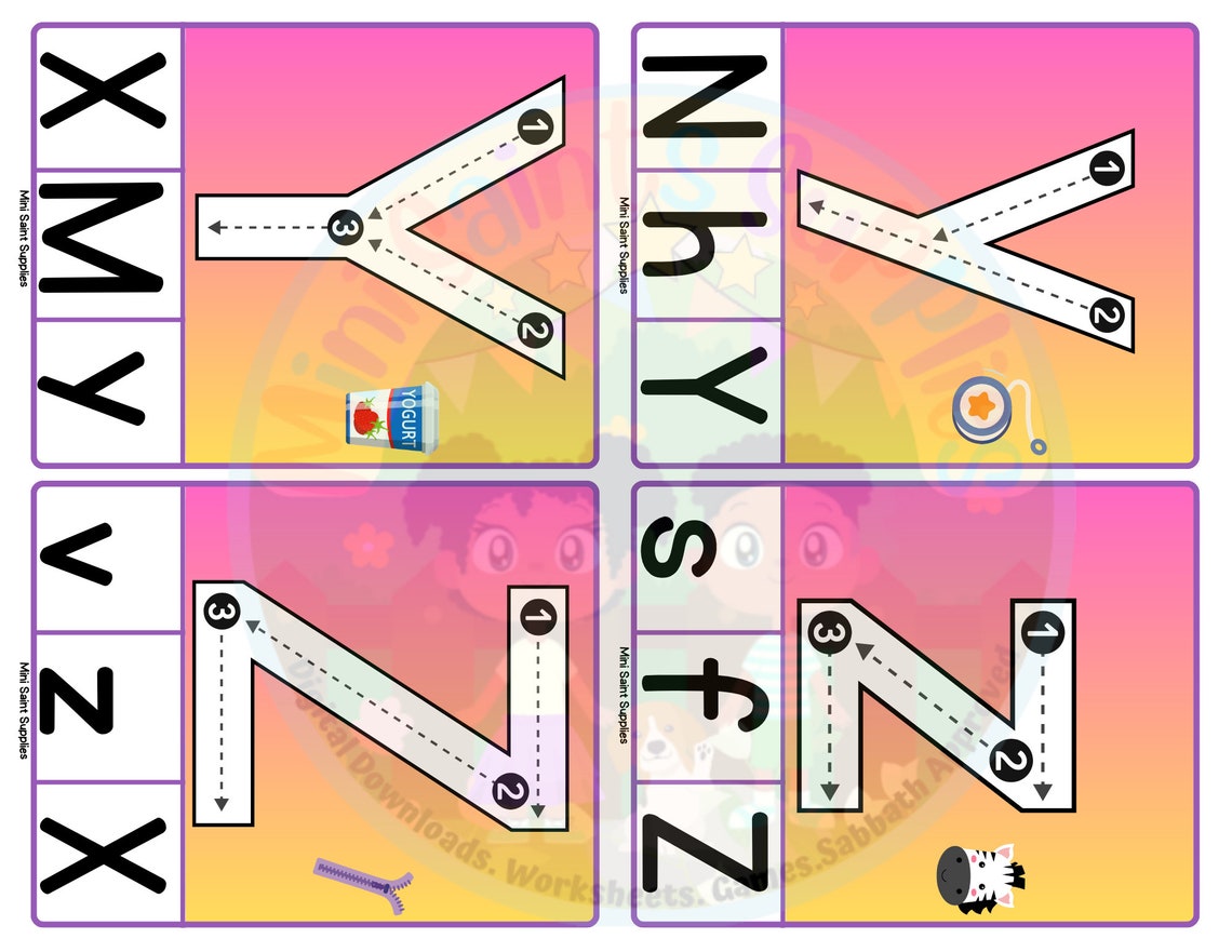 ABC Clip Card Printable Instant Download Alphabet Tracing Laminated ...