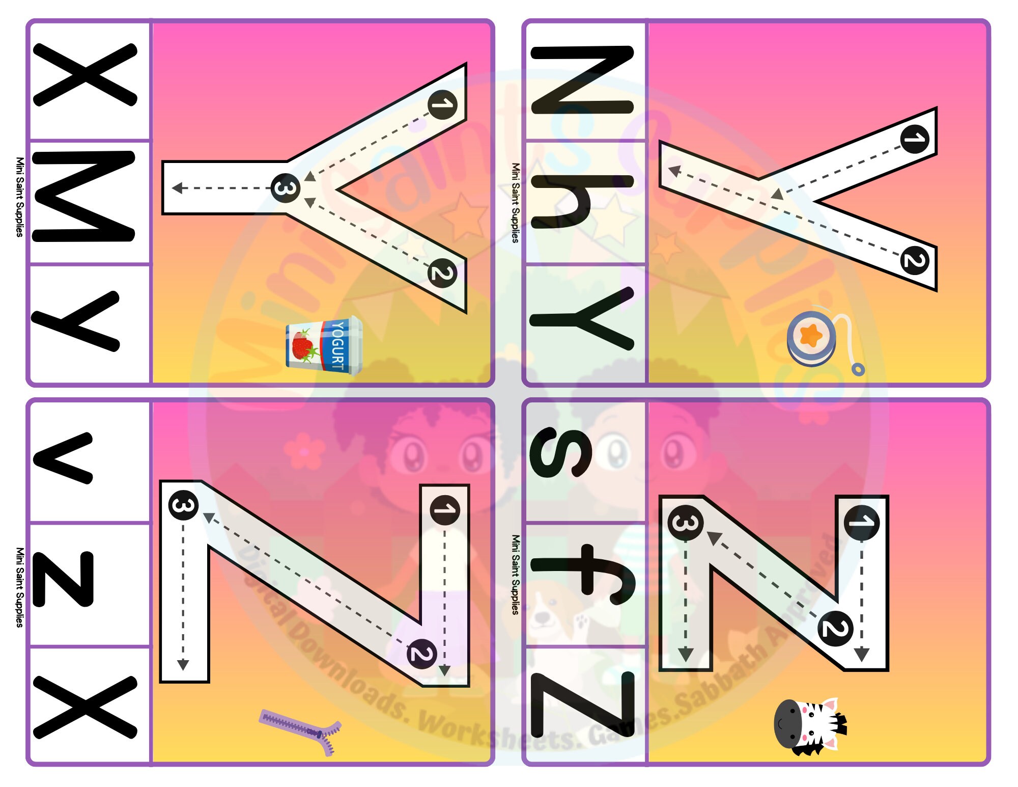 ABC Clip Card Printable Instant Download Alphabet Tracing Laminated ...