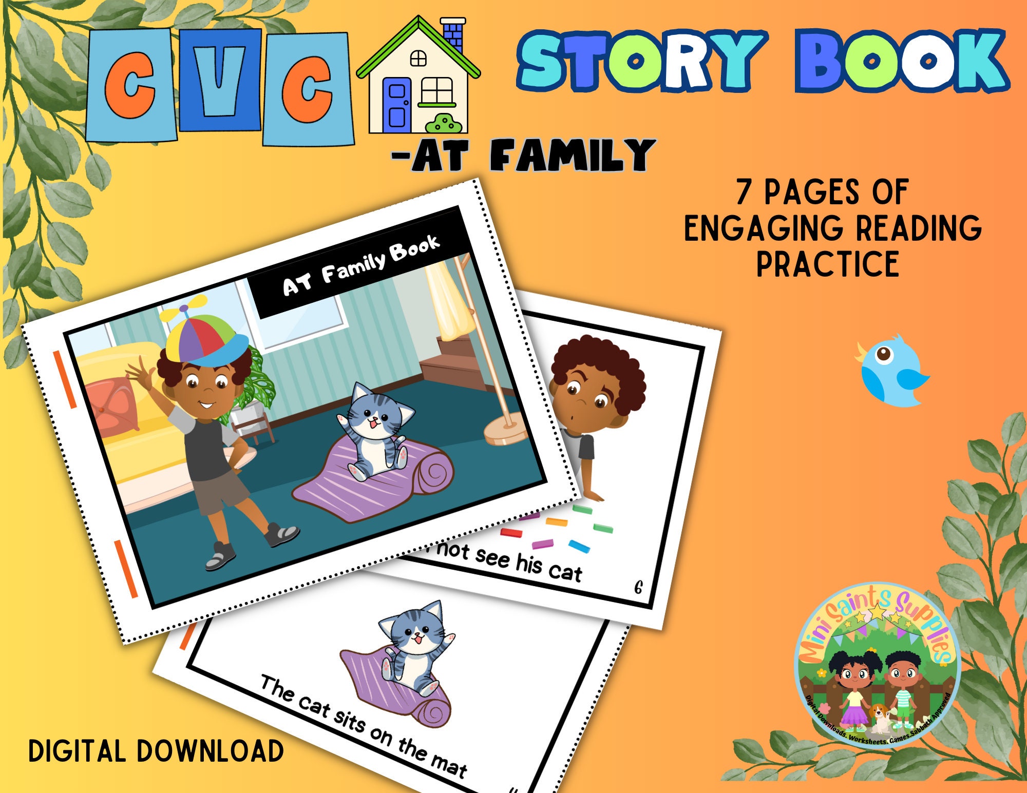 At Family Digital Download CVC Lesson Story Book Melanated Story Easy ...