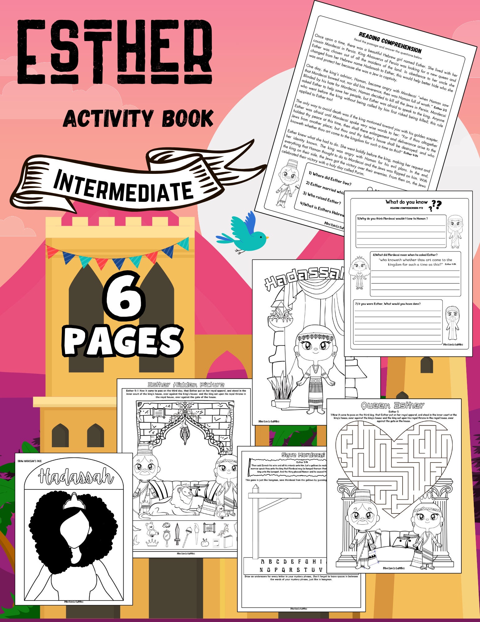 Esther Childrens Bible Activity Book Purim Christian Activity Sunday ...