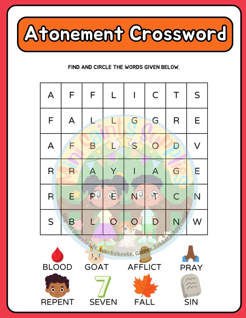 Atonement Yom Kippur Fall Feast Day Preschool Kindergarten Bible ...